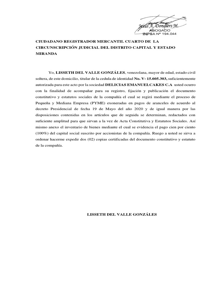 3 ACTA CONSTITUTIVA Editada DELICIAS EMANUEL | PDF | Dividendo | Contabilidad