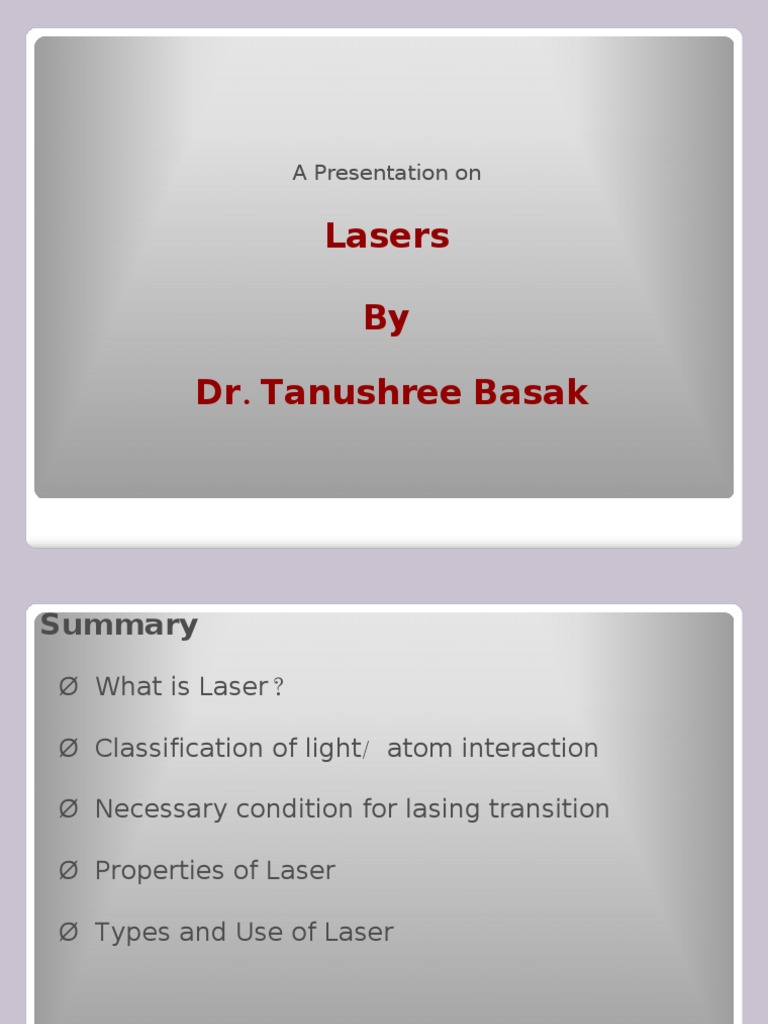 Laser Notes | PDF | Laser | Holography