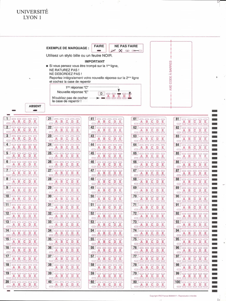 Modèle Grille QCM | PDF