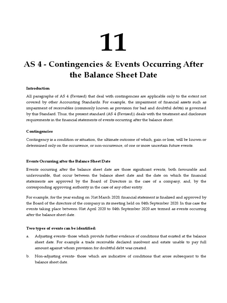 Post-Balance Sheet Events Disclosure | PDF | Balance Sheet | Financial ...
