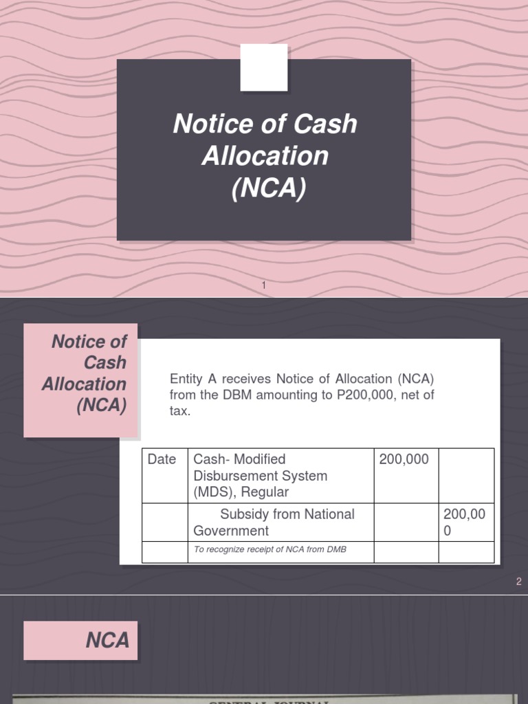 Notice of Cash Allocation (NCA) Details | PDF | Expense | Budget