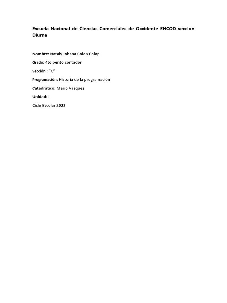 Escuela Nacional de Ciencias Comerciales de Occidente ENCOD Sección ...