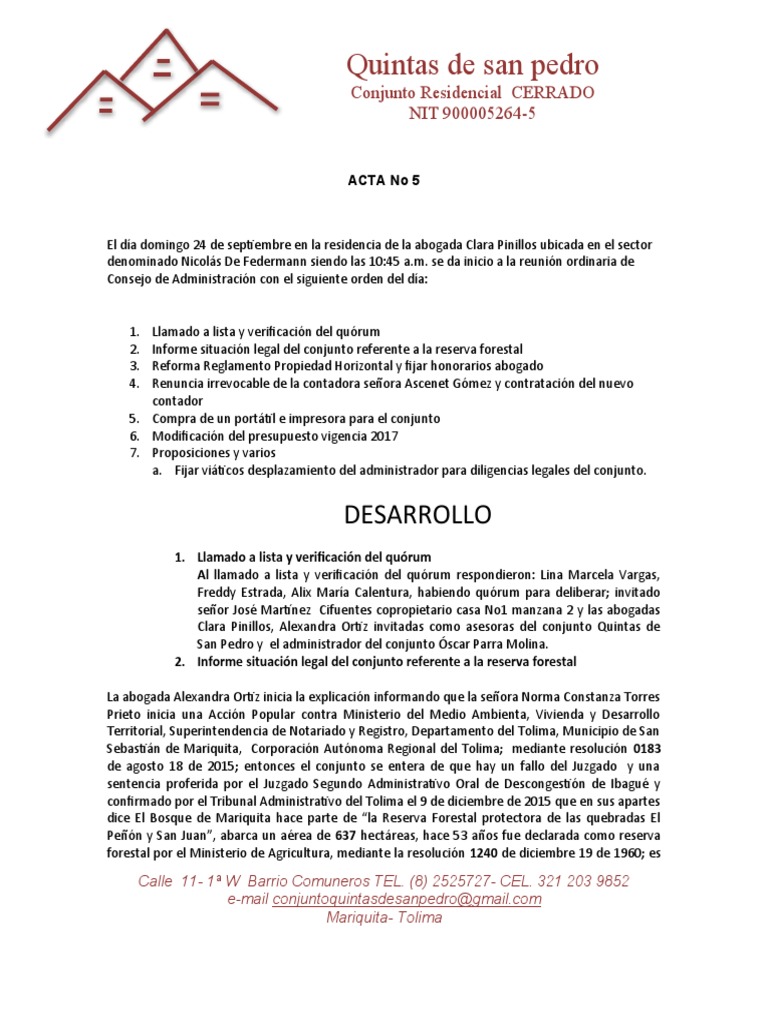 ACTA No 5 QUINTAS | PDF