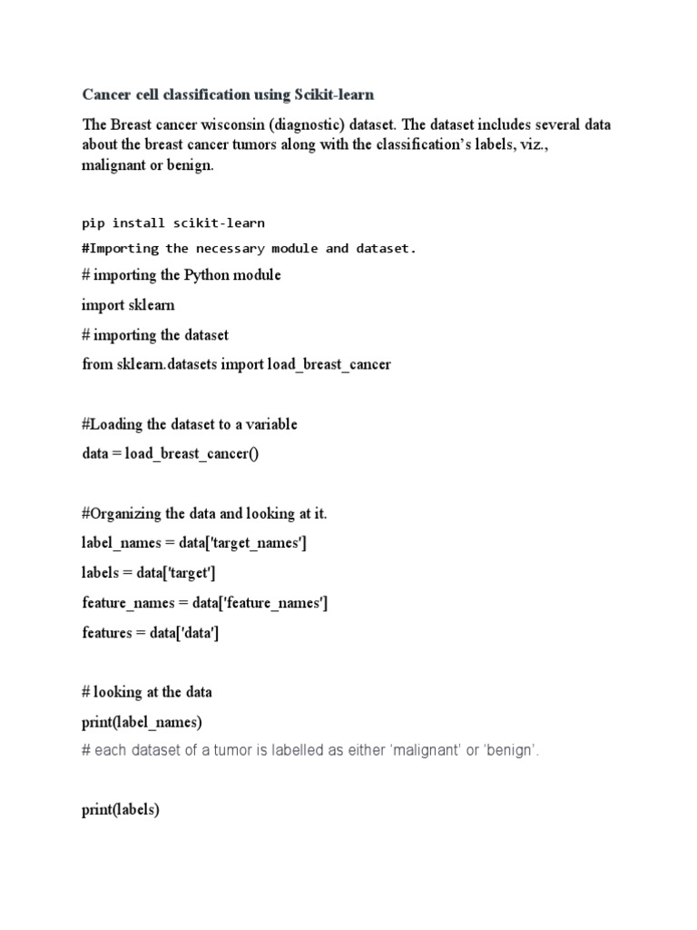 Cancer Cell Classification Using Scikit | PDF | Statistical Classification | Computer Science