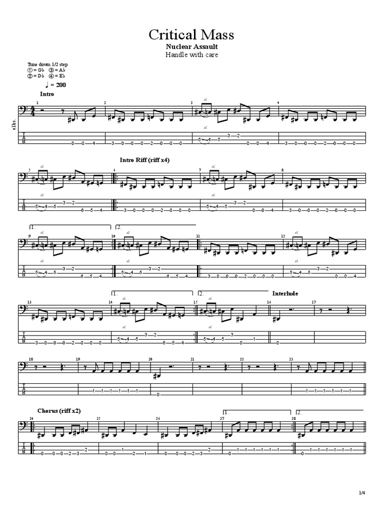 Nuclear Assault: Critical Mass Tab | PDF | Musical Forms | Songs