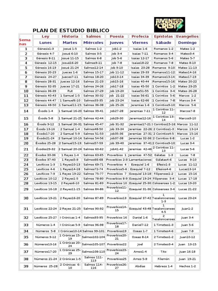 Plan Anual de Lectura Bíblica | PDF | Biblia | Viejo Testamento