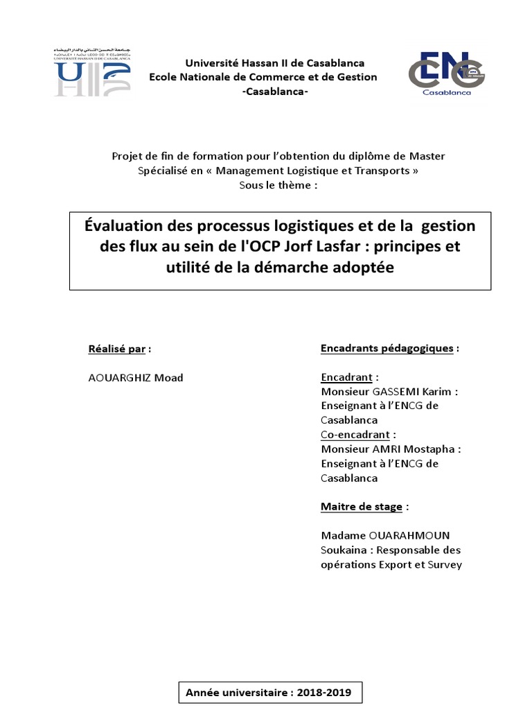 Aouarghiz Moad (Rapport de Stage Pfe - Ocp) | PDF