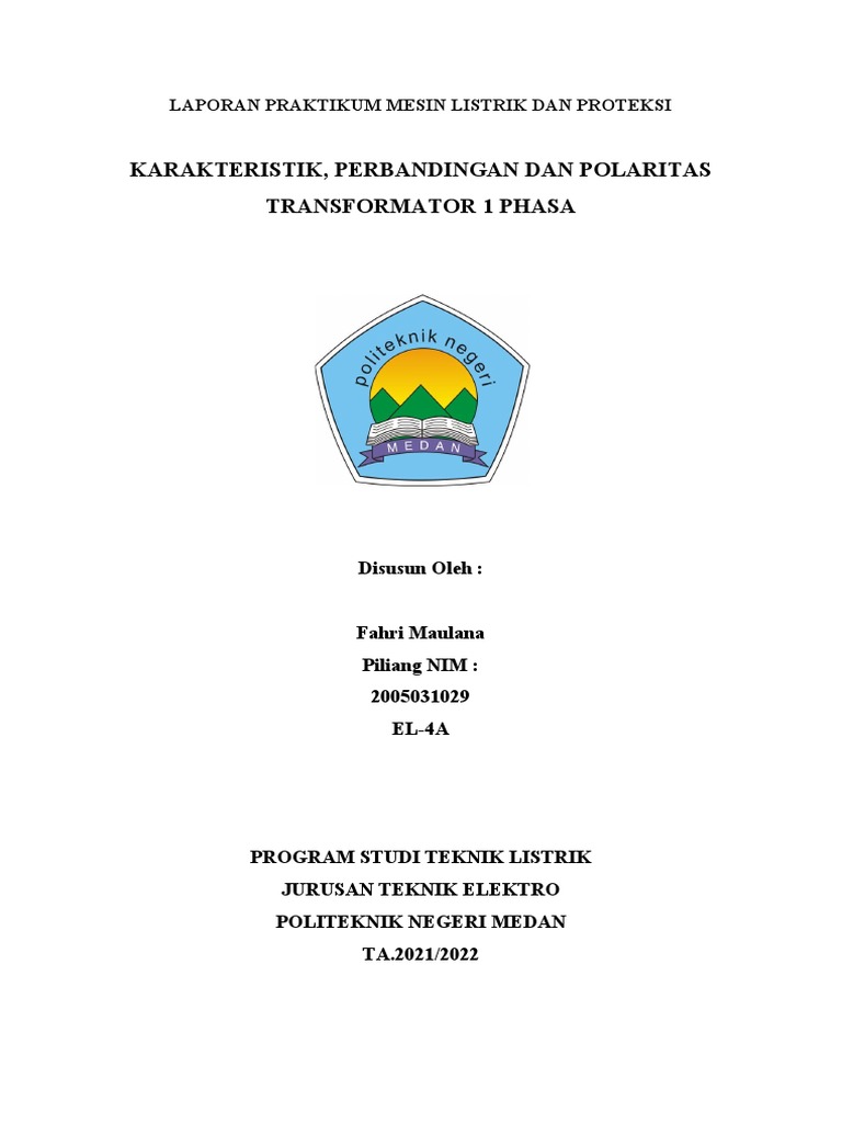 Karakteristik dan Polaritas Transformator 1 Phasa | PDF