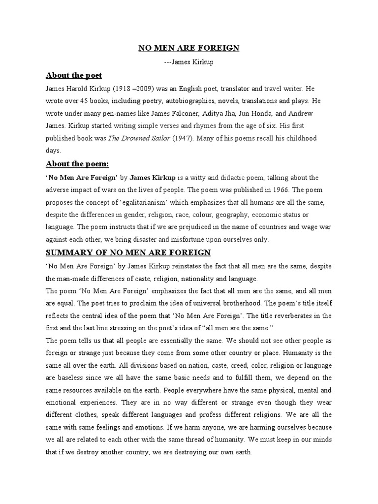 No Men Are Foreign | PDF | Poetry | Rhyme