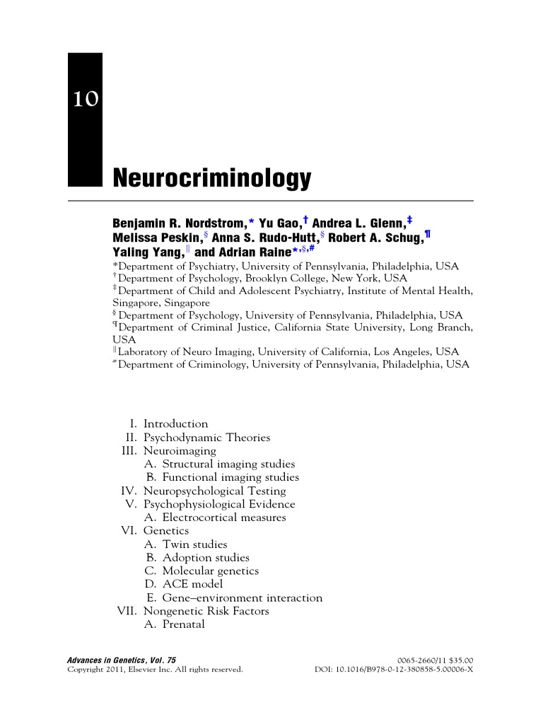 Adrian Raine - Neurocriminology | PDF