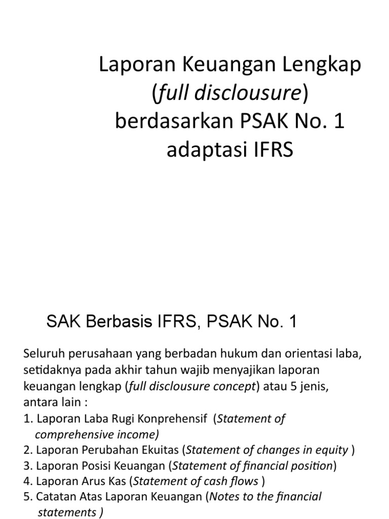 Laporan Keuangan PSAK No. 1 IFRS | PDF
