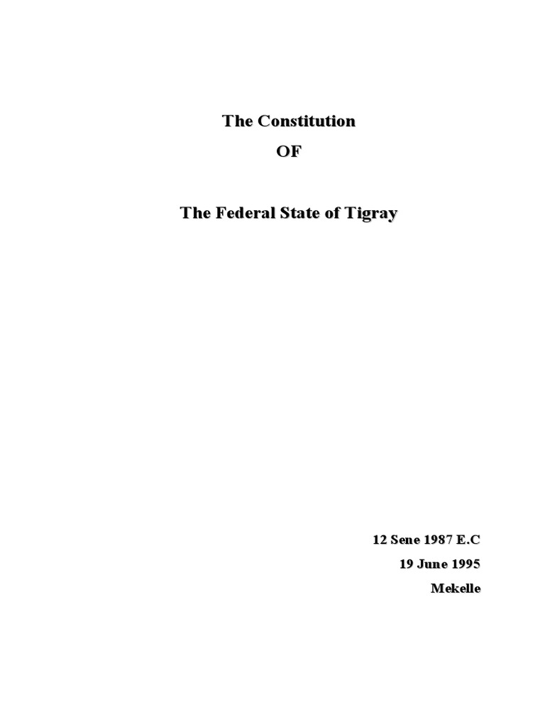 Ethiopia Constitution-Tigray 1995 | PDF