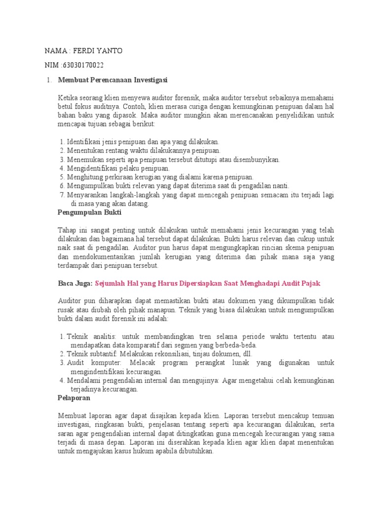 Nama: Ferdi Yanto NIM:63030170022: Pengumpulan Bukti | PDF