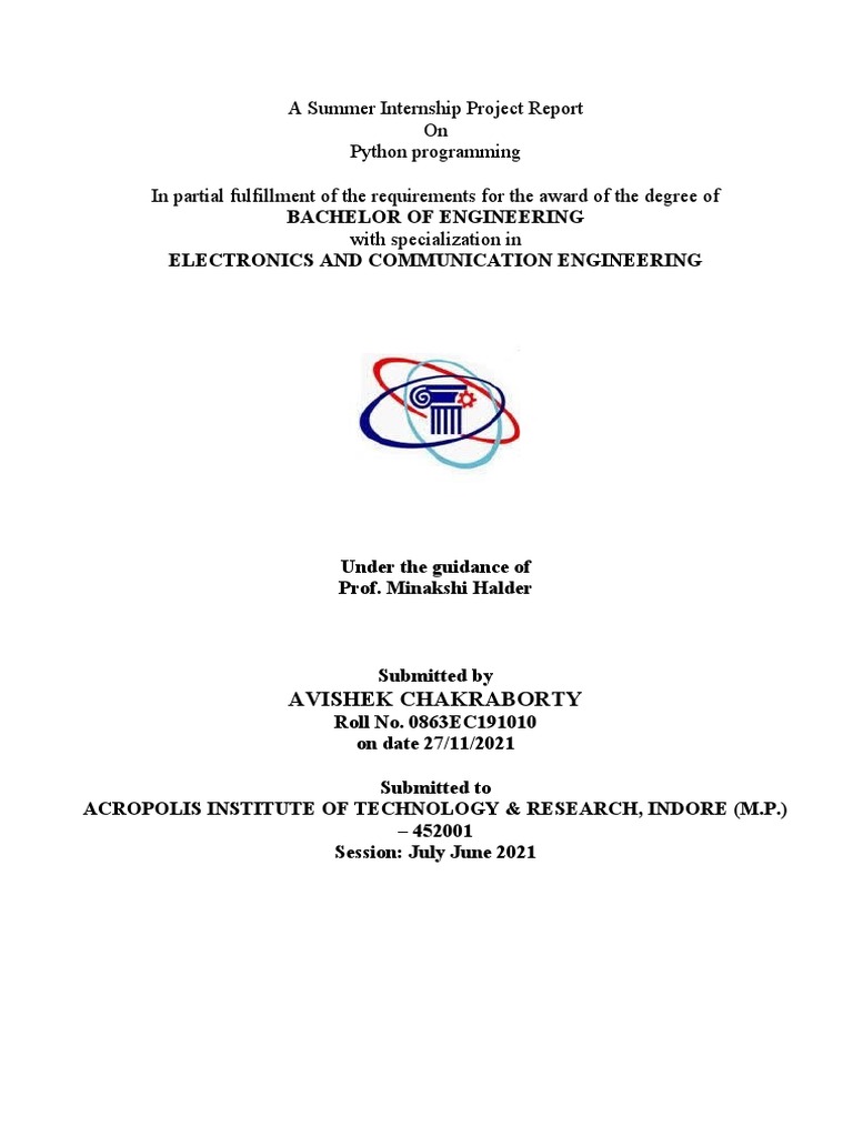 Internship Report | PDF | Scripting Language | Object Oriented Programming Internship Report | PDF | Scripting Language | Object Oriented Programming