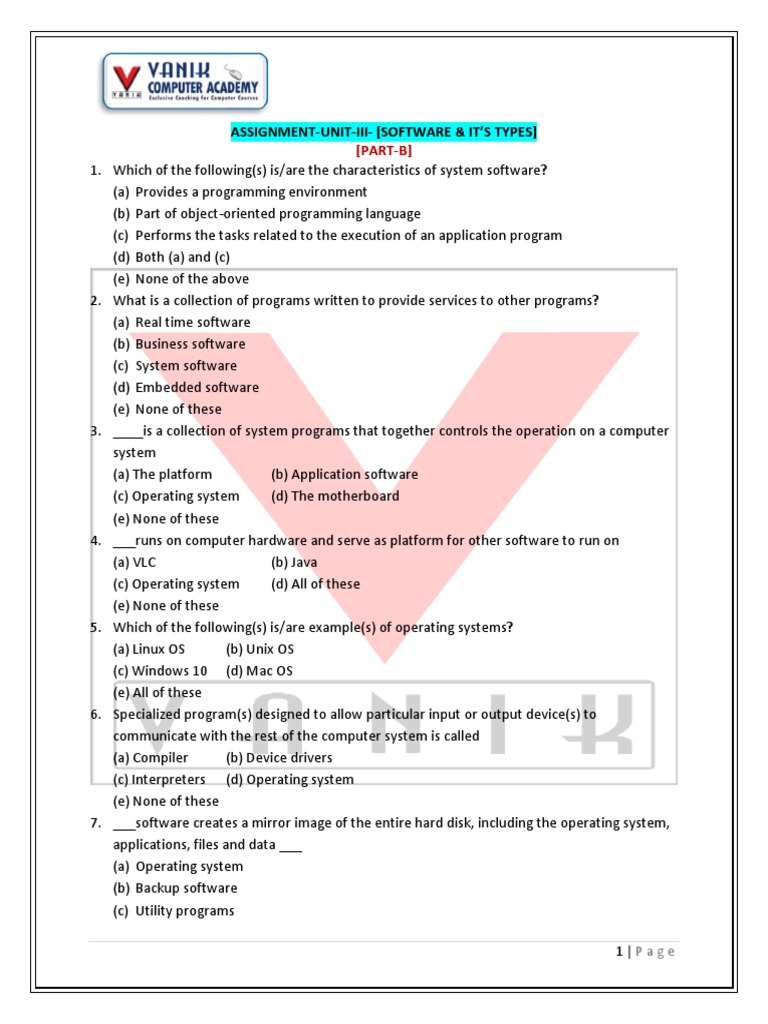 Question Chapter-3 Software & Types | PDF | Operating System | Software