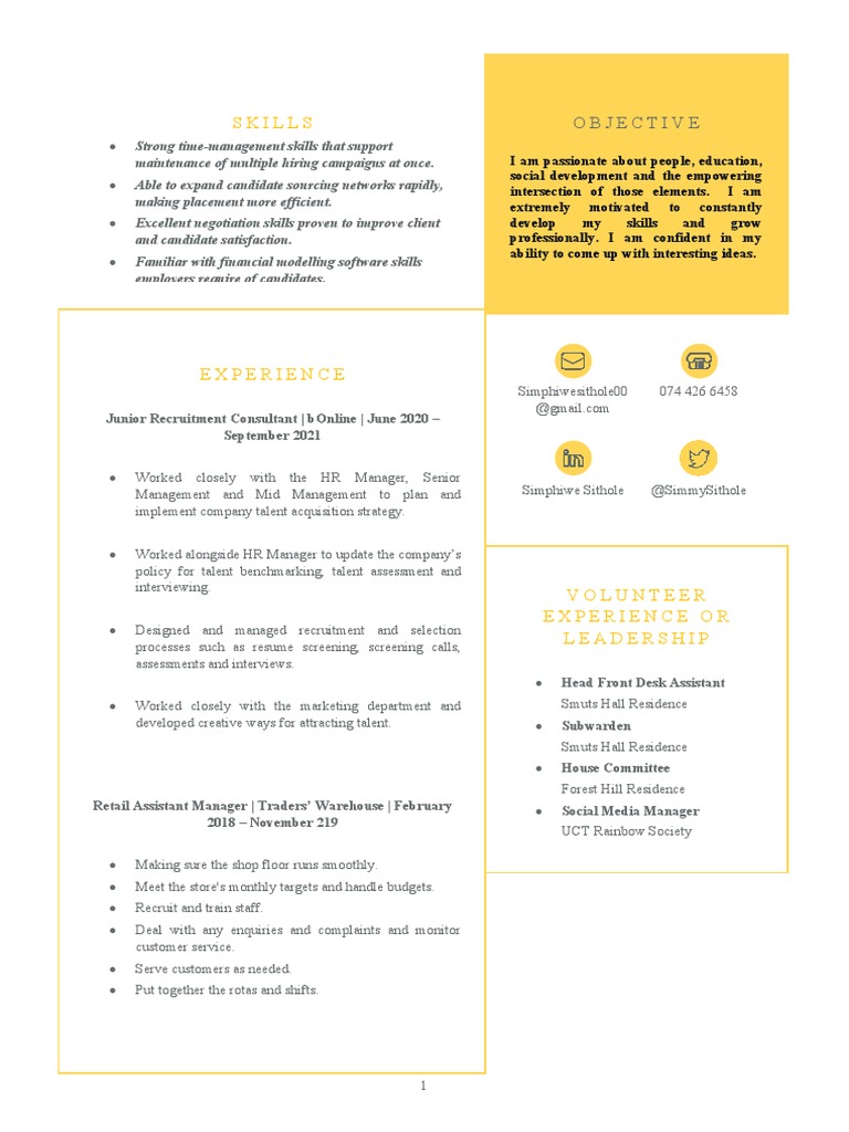 2022 Simphiwe Sithole Resume-202ret | PDF