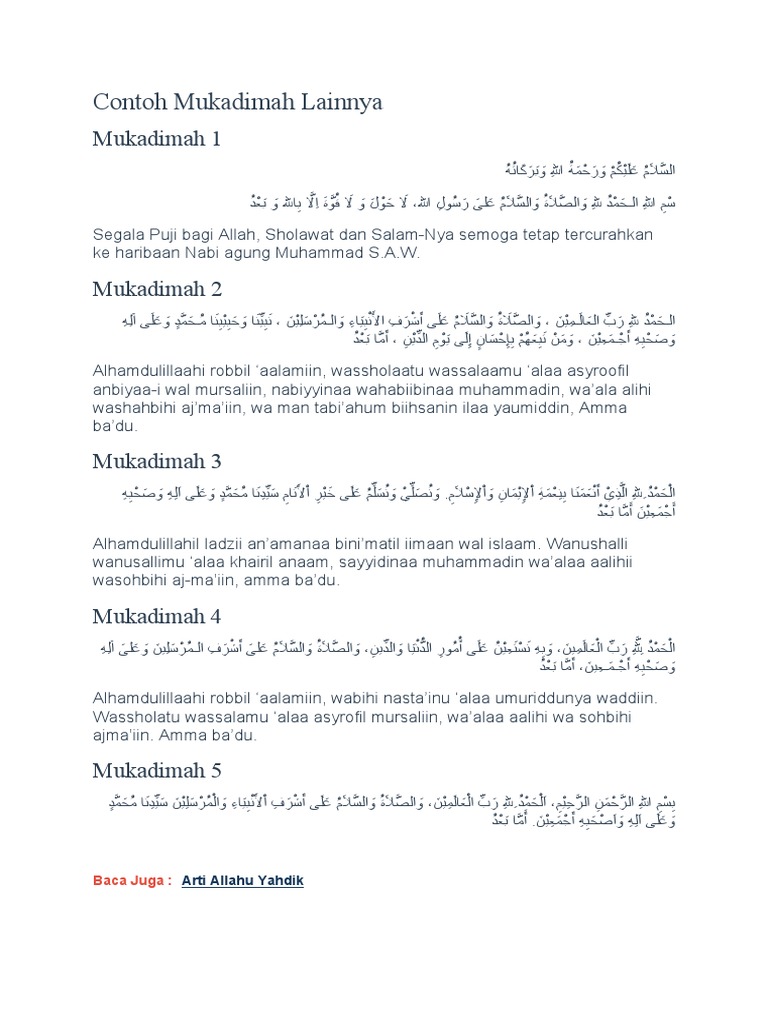 Contoh Mukodimah | PDF | Quran | Islam