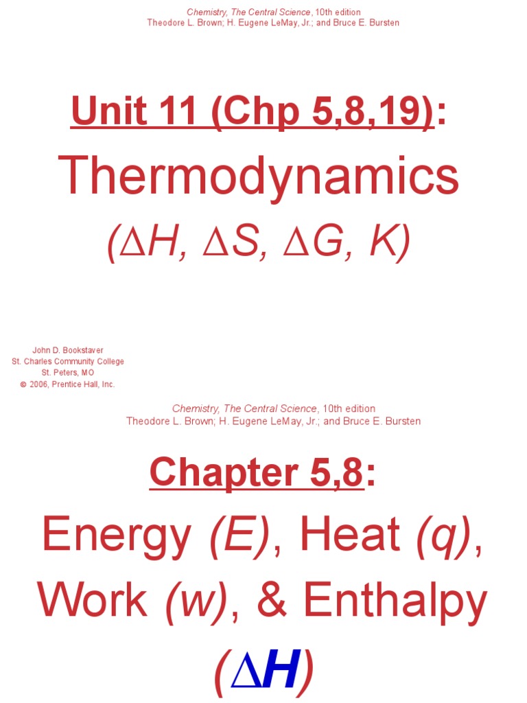 Thermodynamics: Enthalpy, Energy, and Reactions | PDF | Gibbs Free ...
