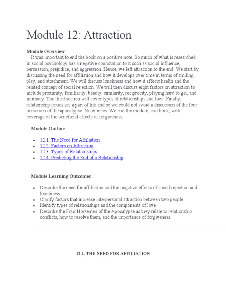 Module 12: Attraction | PDF | Attachment Theory | Forgiveness Module 12: Attraction | PDF | Attachment Theory | Forgiveness