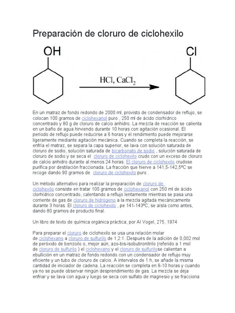 Preparación de cloruro de ciclohexilo | PDF