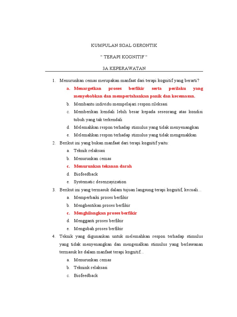 Kumpulan Soal Gerontik Tipe Kognitif | PDF