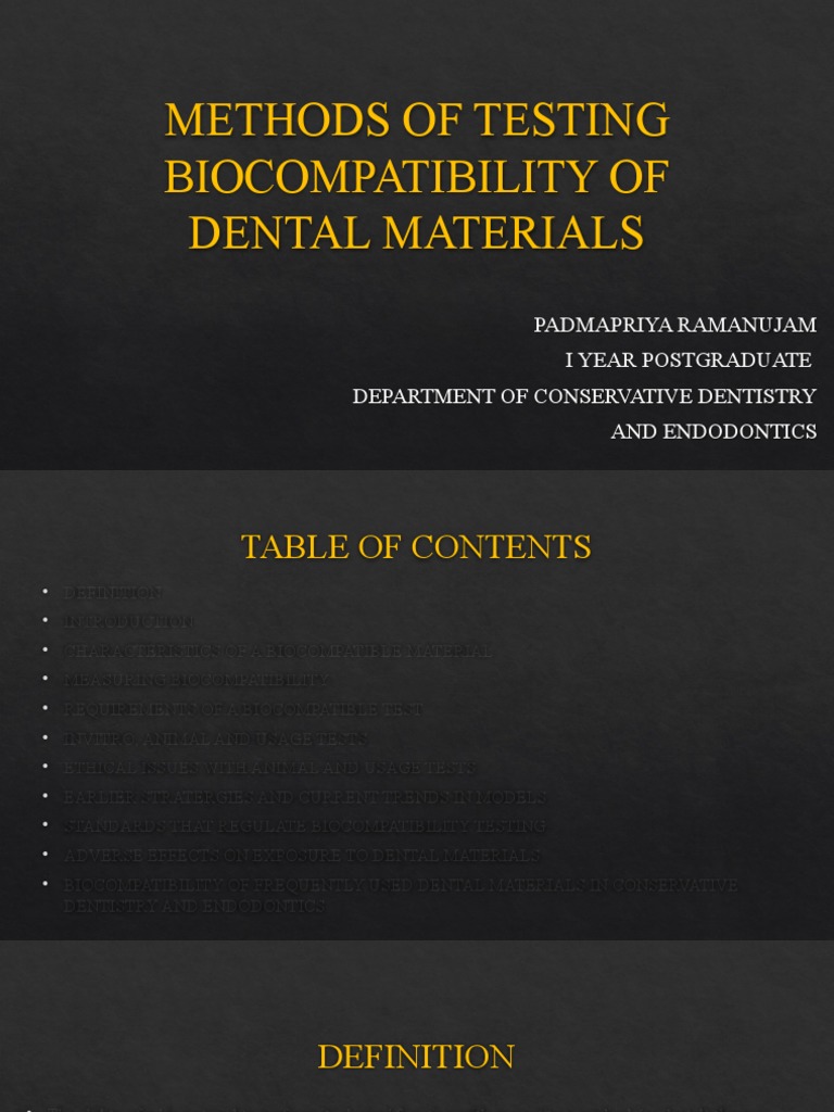 Biocompatibility of Dental Materials | PDF | Phases Of Clinical ...