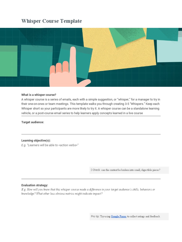 Whisper Course Template | PDF | Learning | Behavior Modification