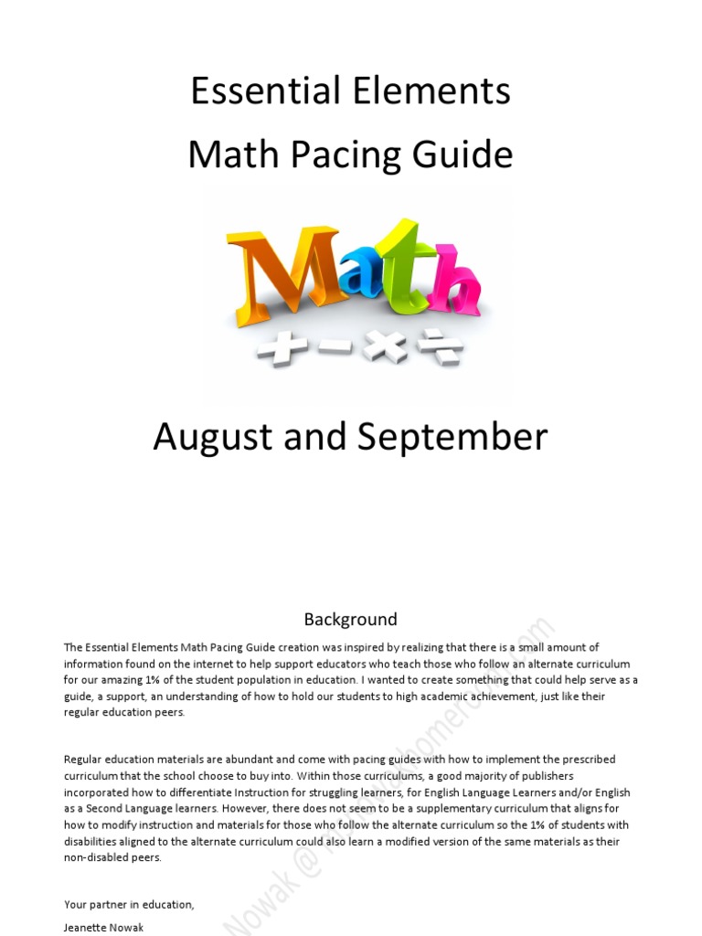 Essential Elements Math Pacing Guide | PDF | Numbers | Curriculum