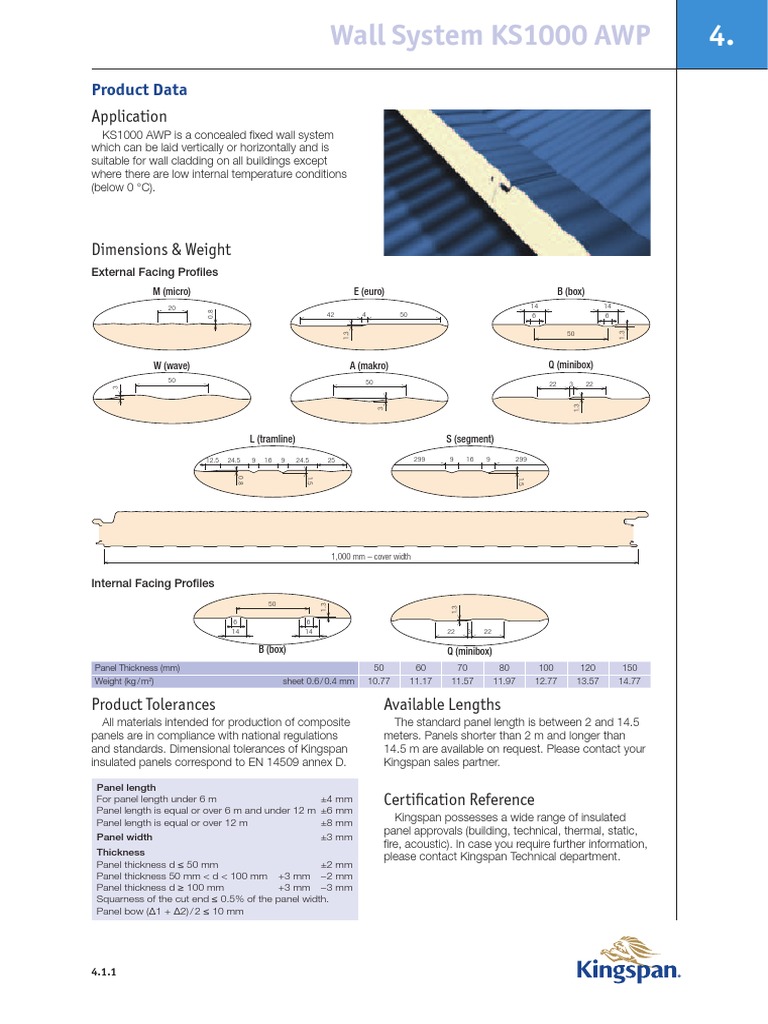 Wall System KS1000 AWP: Product Data | PDF | Corrosion | Chemical ...