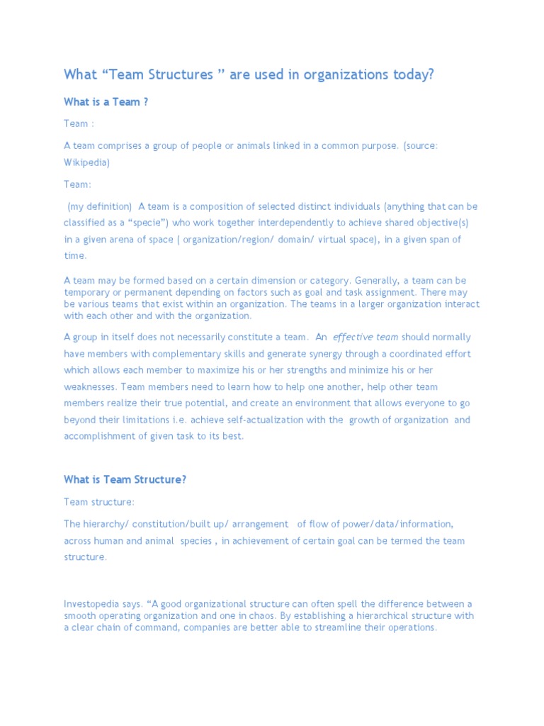 Understanding Team Structures in Organizations: A Case Study of the ...