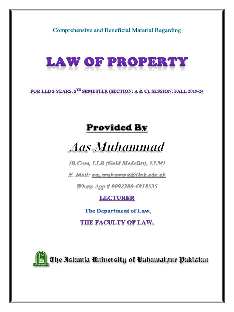 Law of Property Notes | PDF | Property | Sales