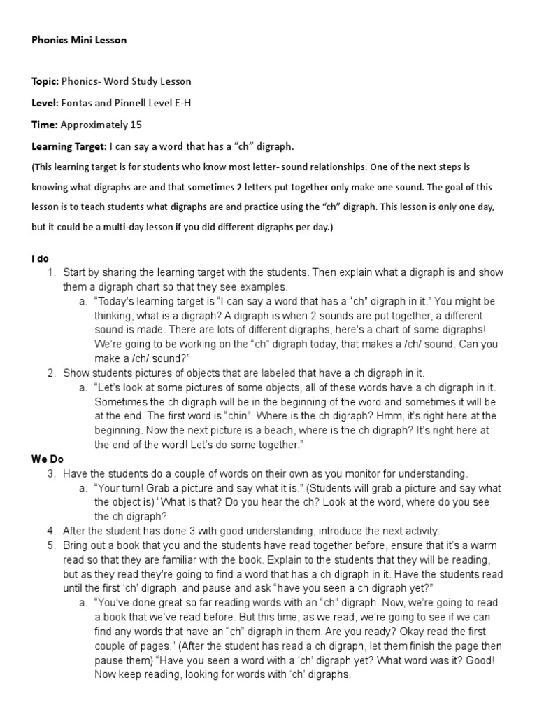 Phonics Lesson Plan | PDF | Phonics | Neuropsychological Assessment