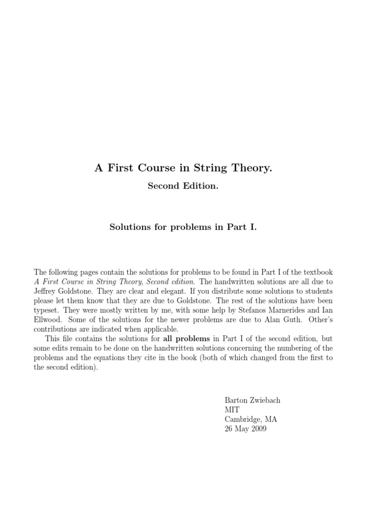 Solutions to String Theory Exercises | PDF | Theoretical Physics ...