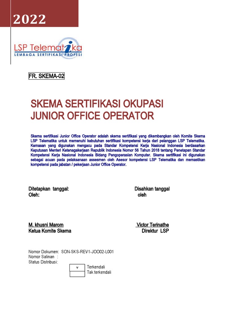 Skema Okupasi Junior Office Operator (AutoRecovered) | PDF