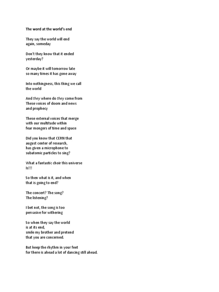 The World’s End: A Poetic Reflection | PDF