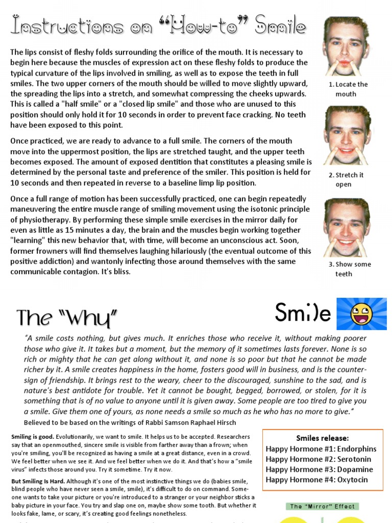 Instructions On "How-To" Smile: 1. Locate The Mouth | PDF | Smile | Lip