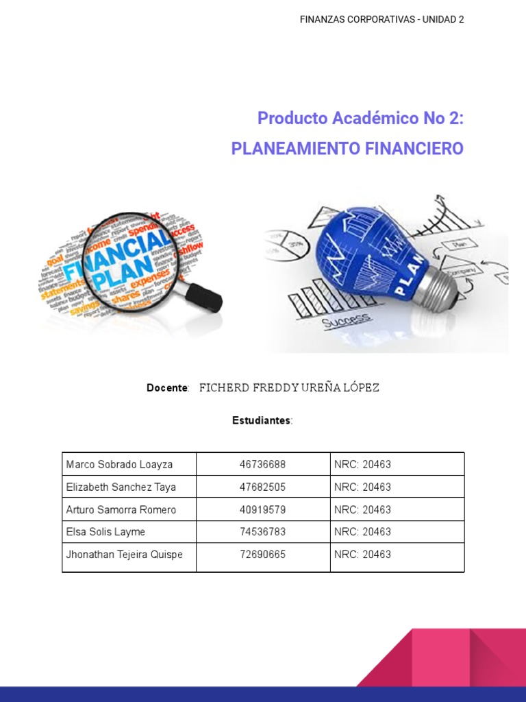 Producto Acad. N°2-Planeamiento Financiero | PDF