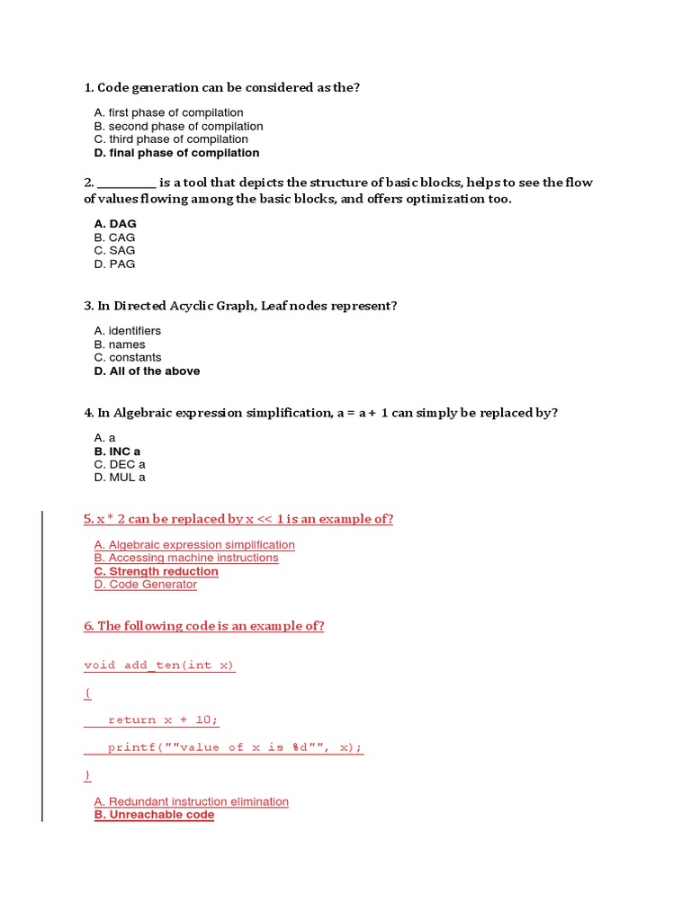 Mcqs | PDF | Program Optimization | Control Flow