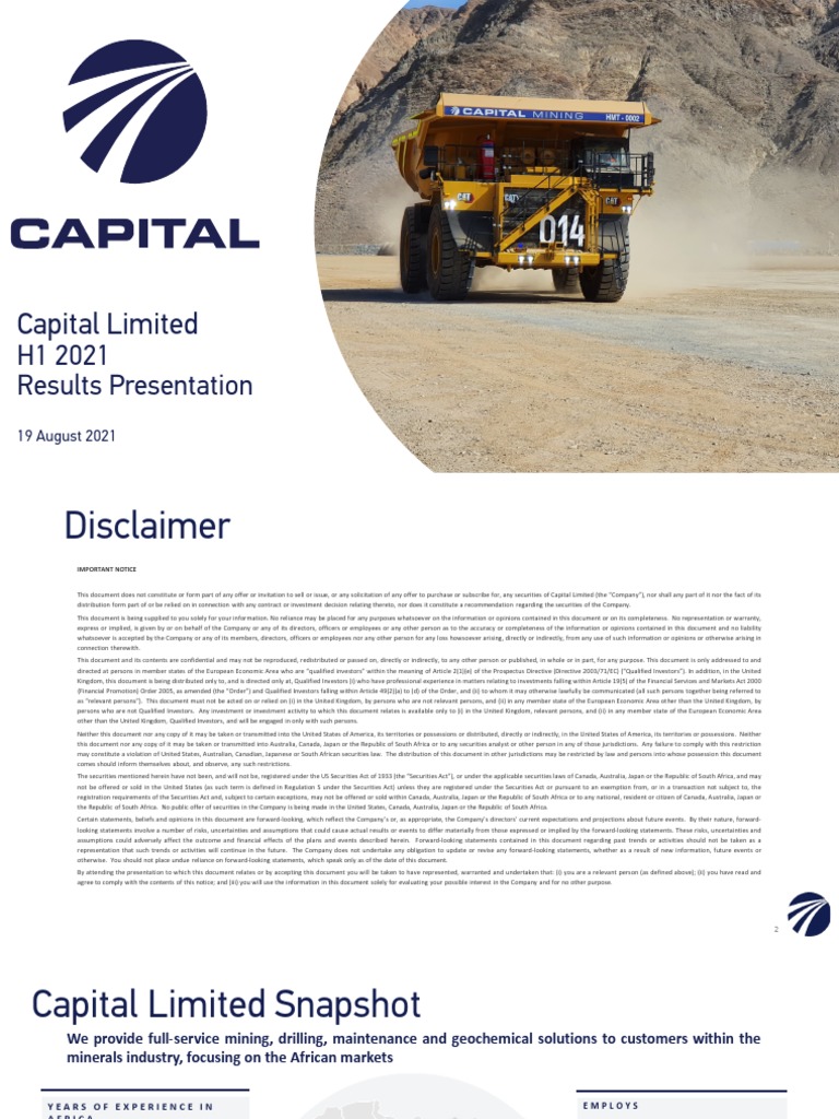 Capital Limited: H1 2021 Results Presentation | PDF | Securities Act Of ...