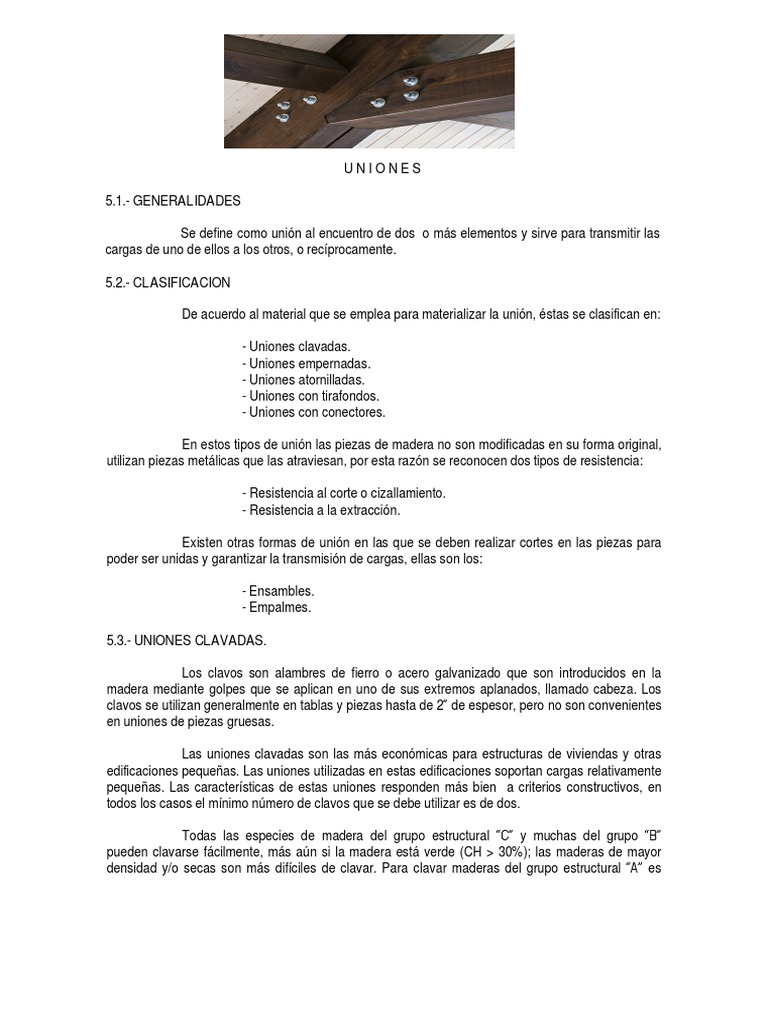 Uniones de Madera con Pletinas | PDF