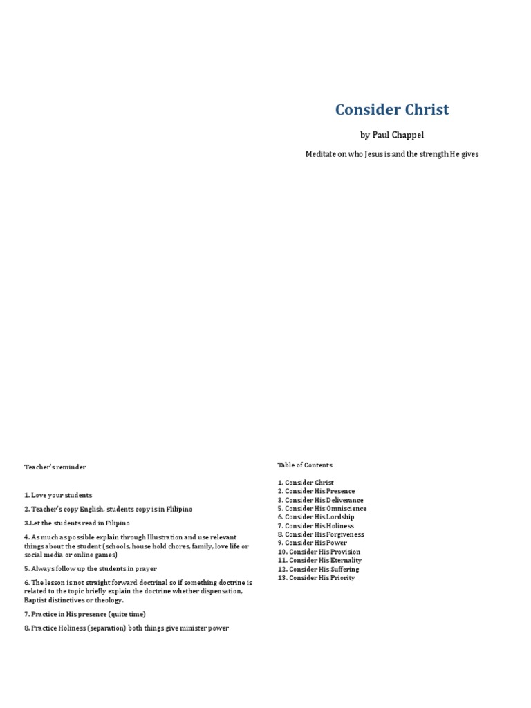 Consider Christ Final - en | PDF | Jesus | Glory (Religion)