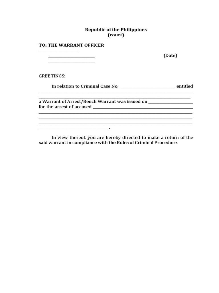 Return of Arrest Warrant Procedure | PDF