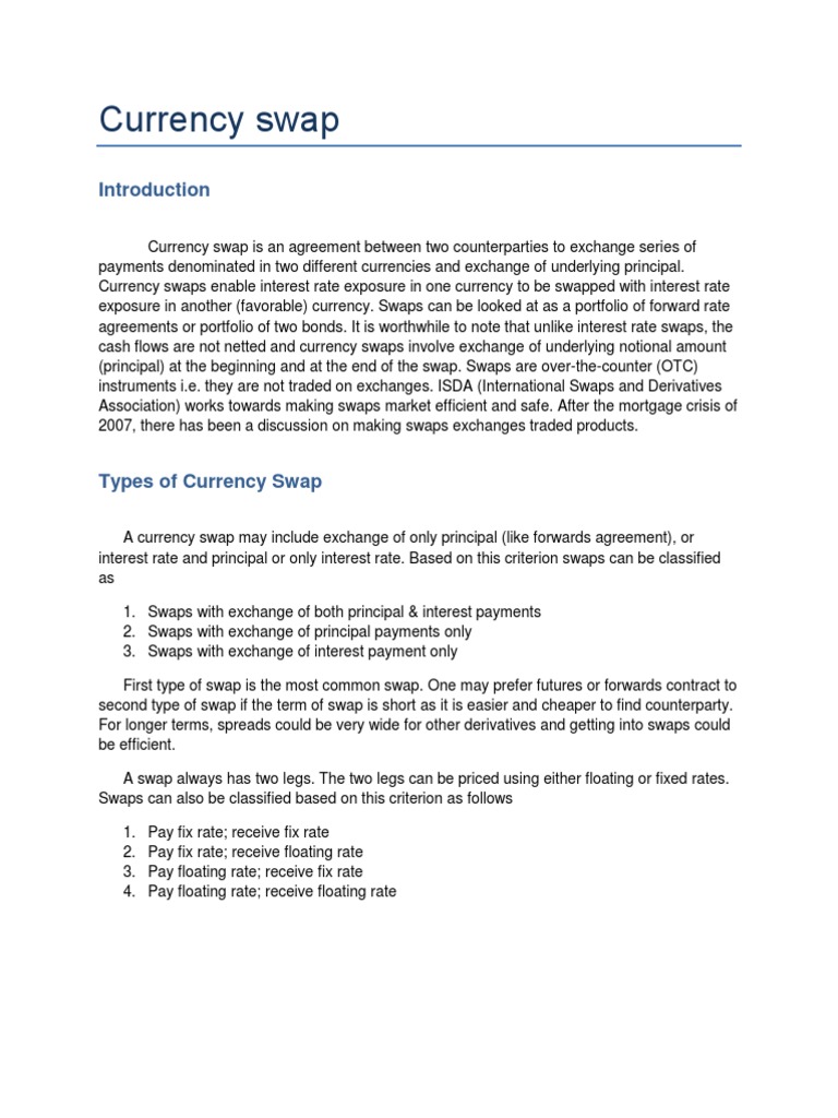 Currency Swap | PDF | Currency Swap | Swap (Finance)
