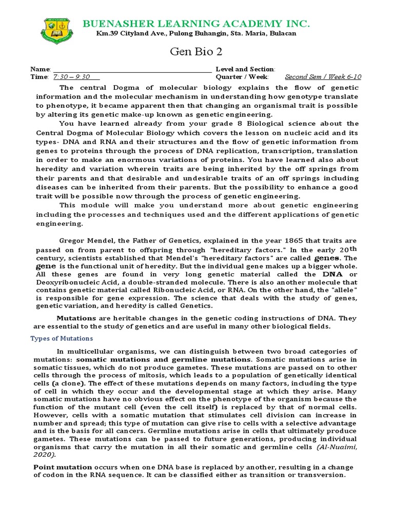 Gen Bio 6 To 10 | PDF