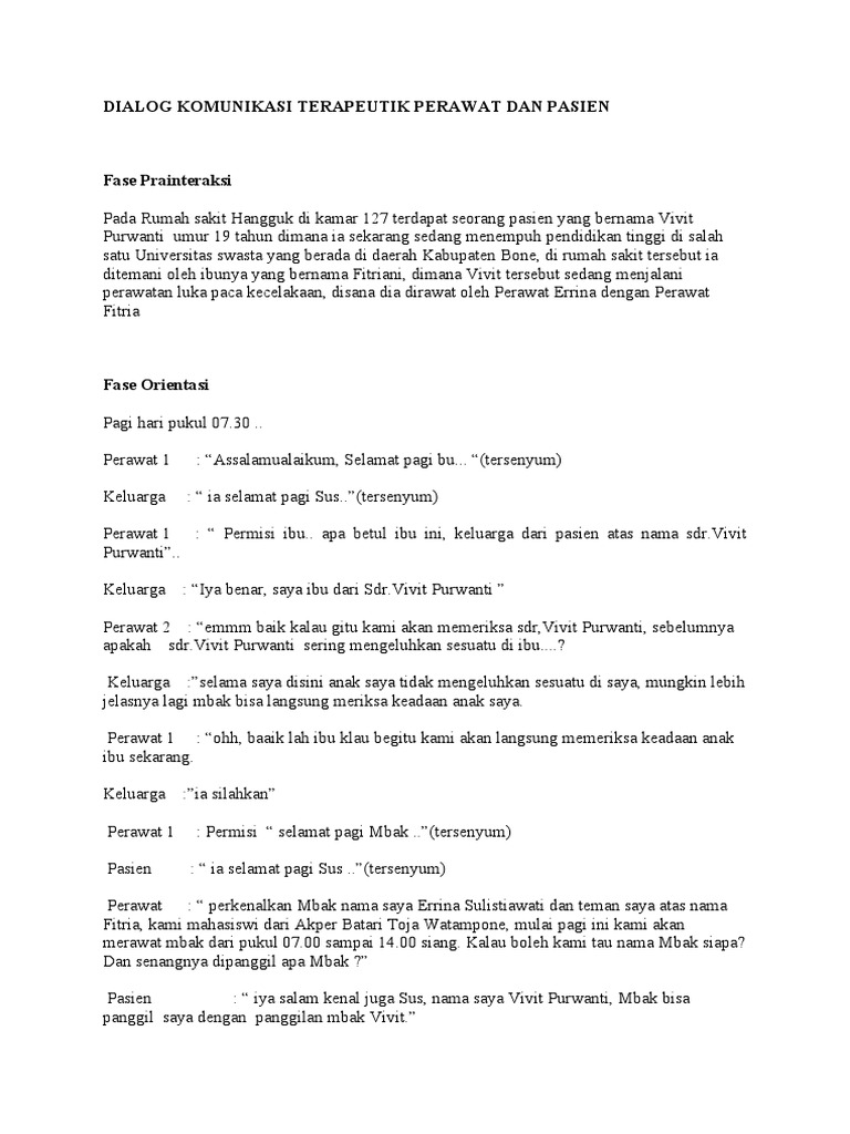 Komunikasi Terapeutik Perawat dan Pasien | PDF