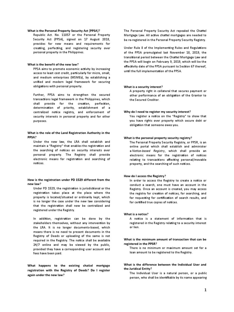 PPSA | PDF | Security Interest | Mortgage Law