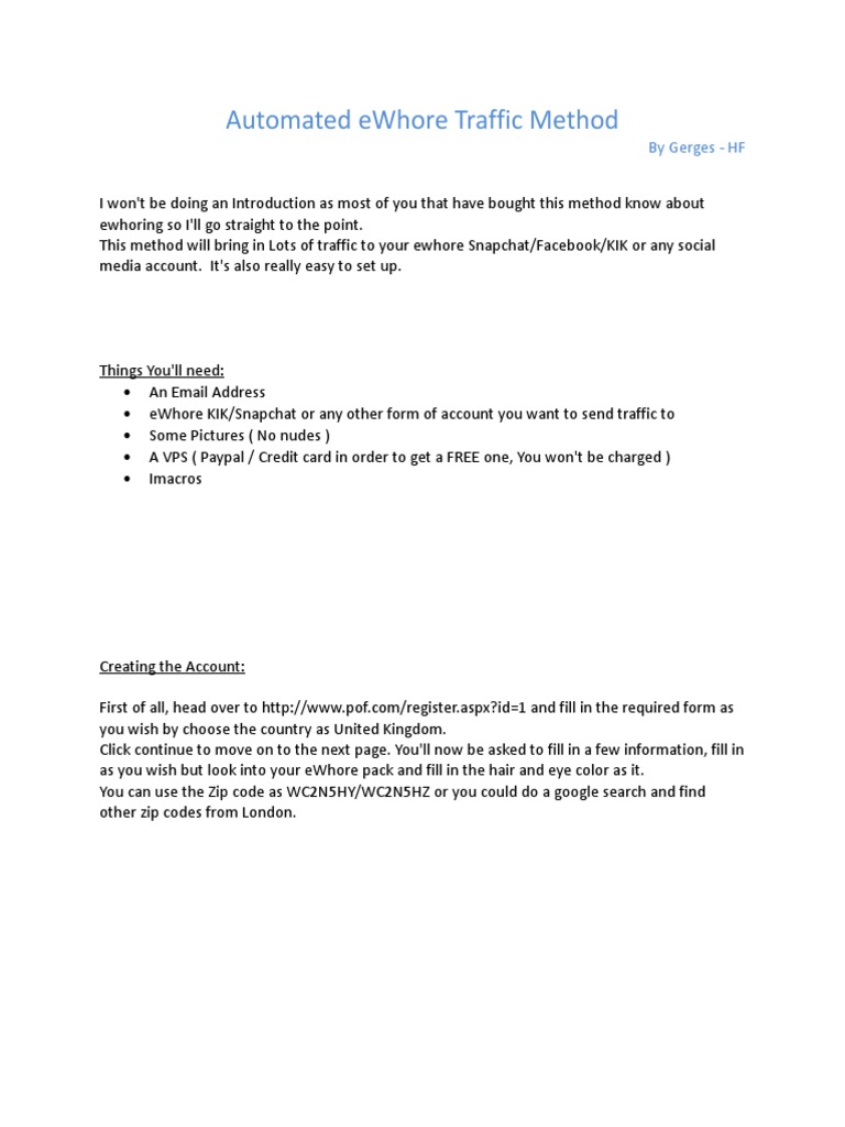 eWhoring Traffic Automation Guide | PDF | Snapchat | Web 2.0