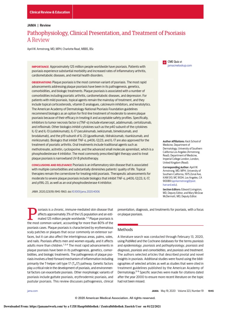 Pathophysiology, Clinical Presentation, and Treatment of Psoriasis ...