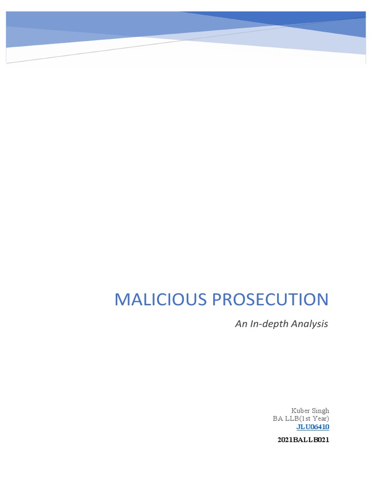 Case Study Malicious Prosecution Tort | PDF | Prosecutor | Malicious ...