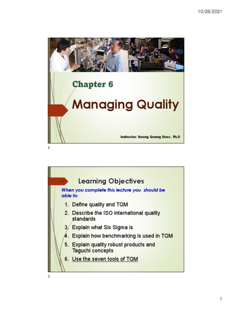 Chapter 6-Managing Quality | PDF | Six Sigma | Quality (Business)